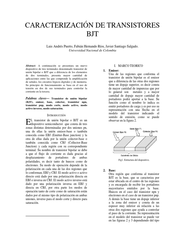 Informe BJT | PDF | Transistor de unión bipolar | Transistor