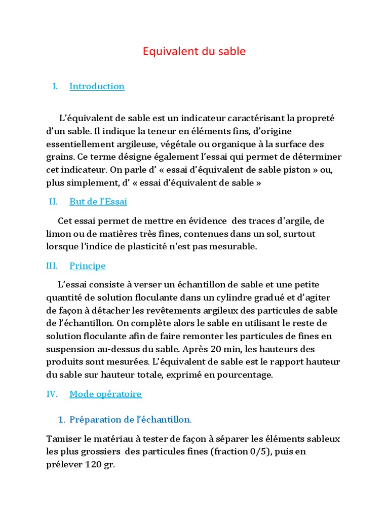 TP l'Equivalent Du Sable