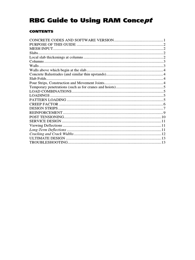 RBG RAM Concept Guide | PDF | Column | Beam (Structure)