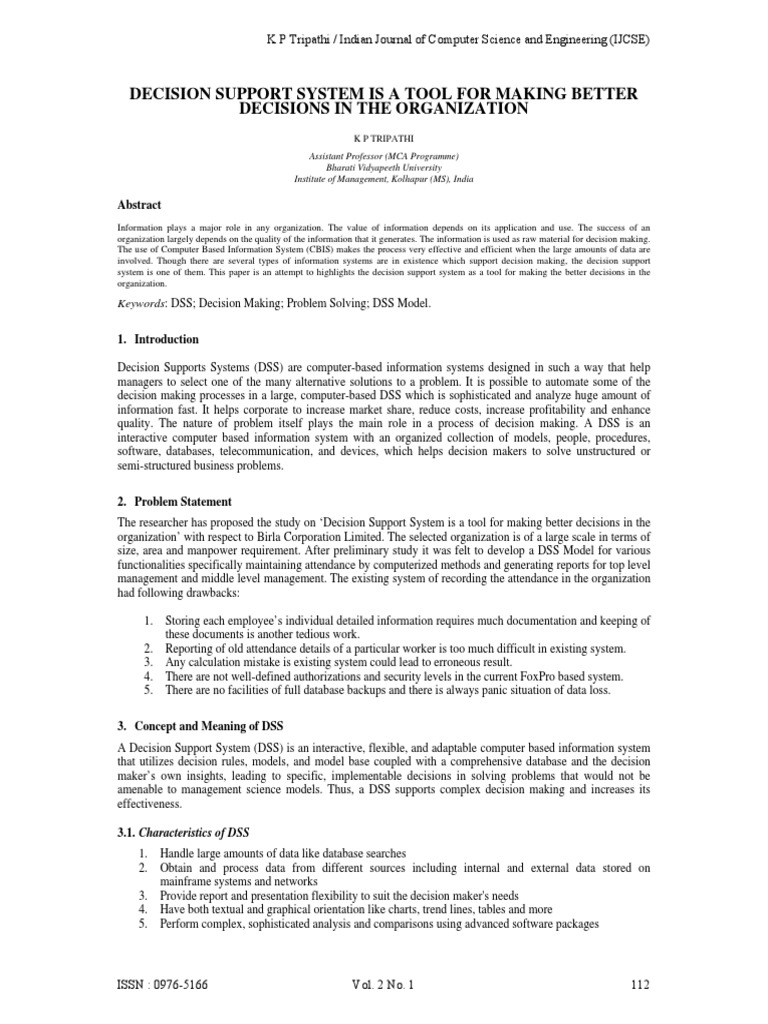Decision Support System | PDF | Decision Support System | Databases