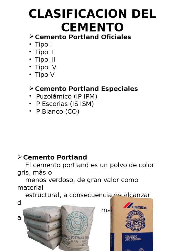 Clasificacion Del Cemento | Cement | Manmade Materials