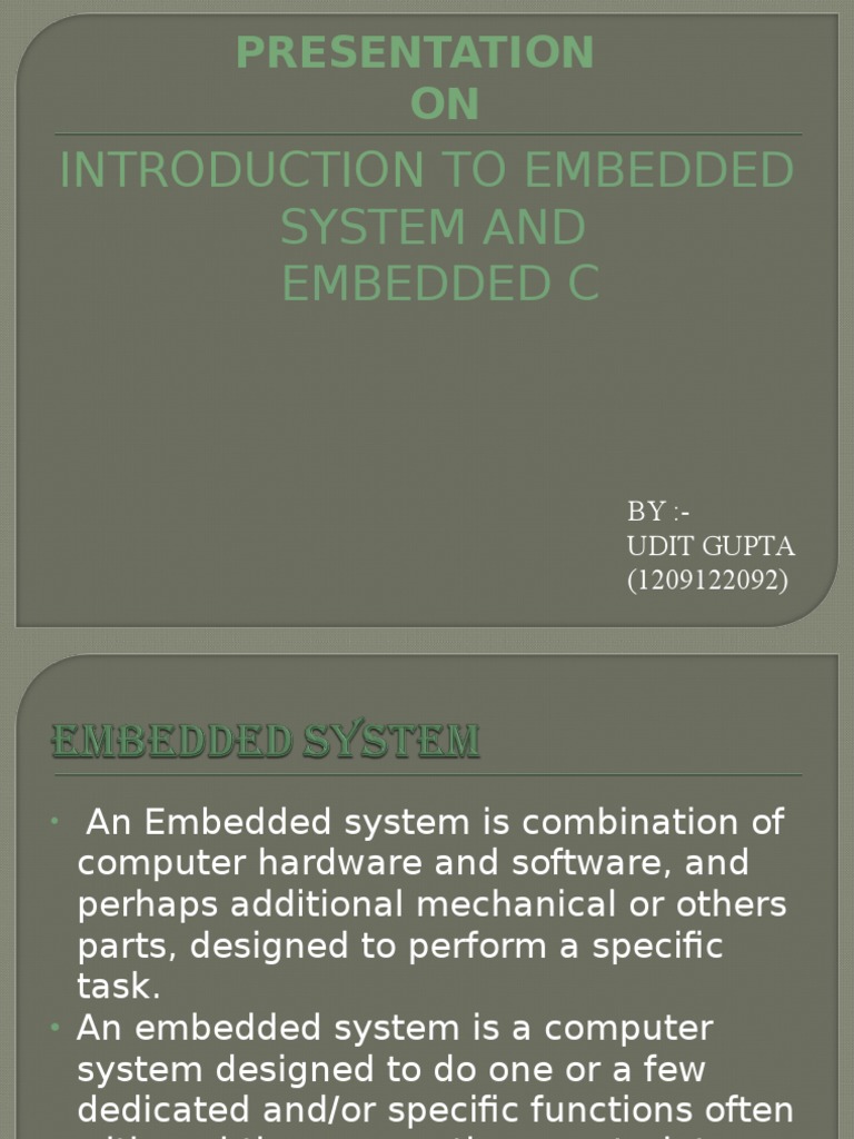 Presentation ON: To Embedded System and Embedded C | PDF | Embedded ...