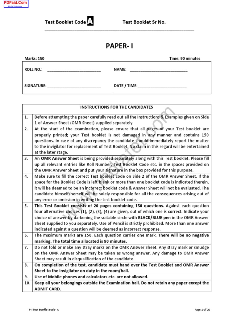 PSTET Paper 1 Test Booklet A | PDF | Energy Development | Solar Energy