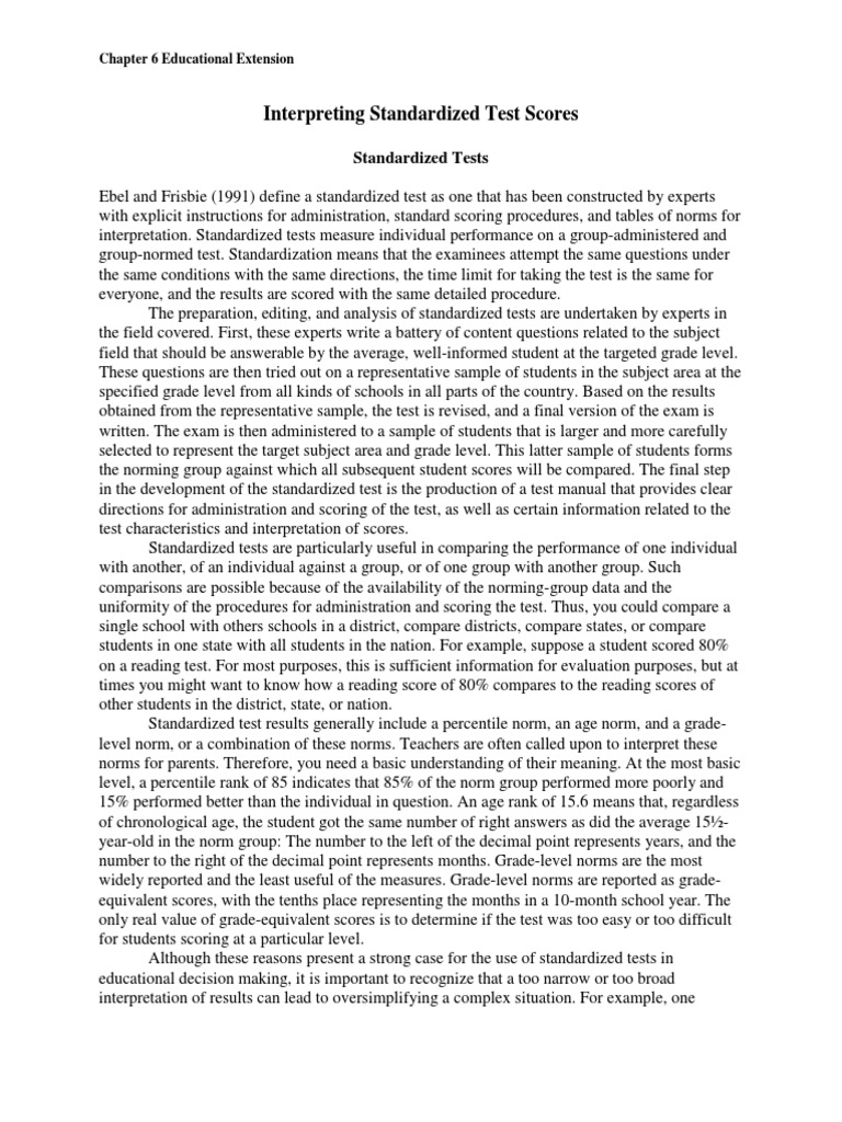 Understanding Standardized Test Scores | PDF | Standardized Tests ...