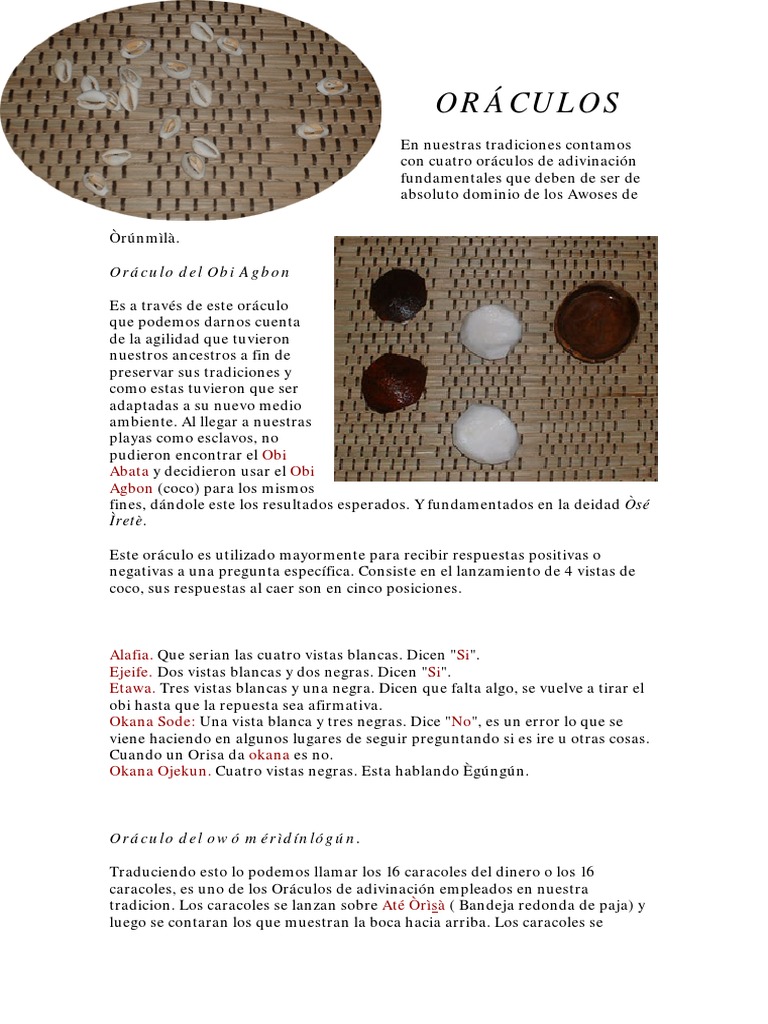 Oráculo del Obi Agbon y su uso | PDF