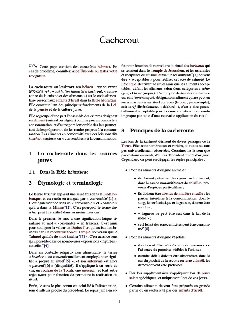 Principes de la Cacherout Juive | PDF | Les juifs et le judaïsme ...