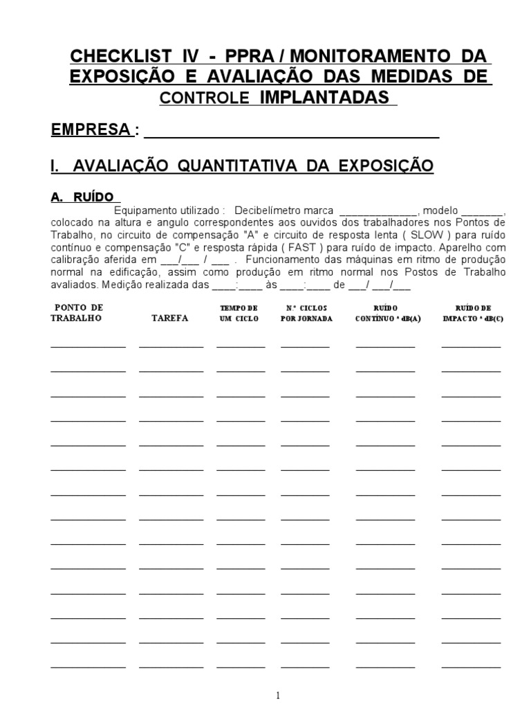 Checklist IV Ppra | PDF | Termômetro | Física
