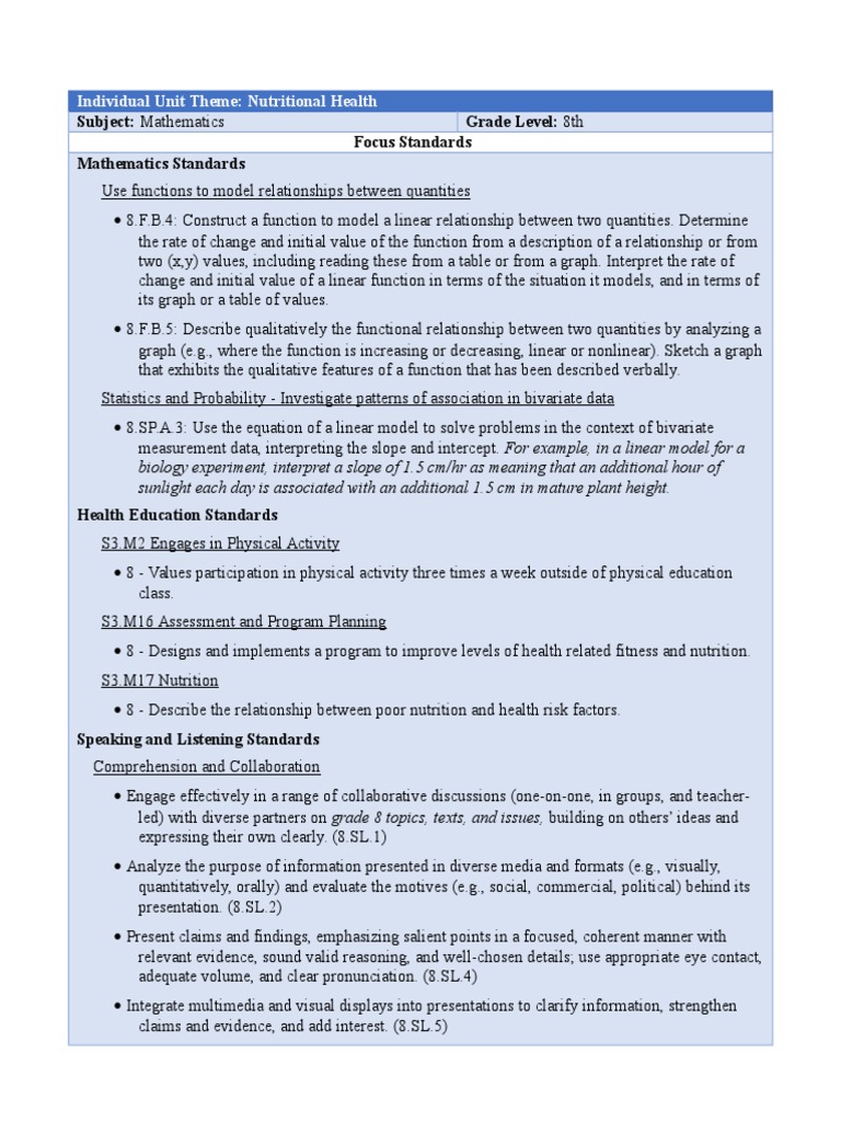 Interdisciplinary Unit Plan | PDF | Linearity | Behavior
