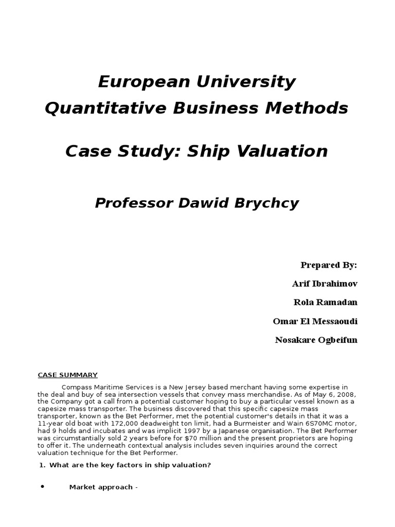 QBM-Ship Valuation Case | PDF | Linear Regression | Regression Analysis