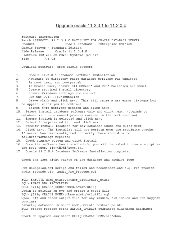 Upgrade Oracle 11g Pdf Oracle Database Databases 7116