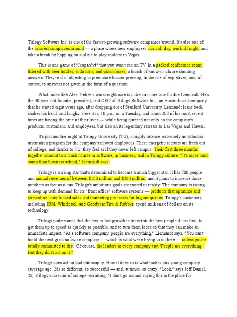 Trilogy Software Inc | PDF | Recruitment | Labour