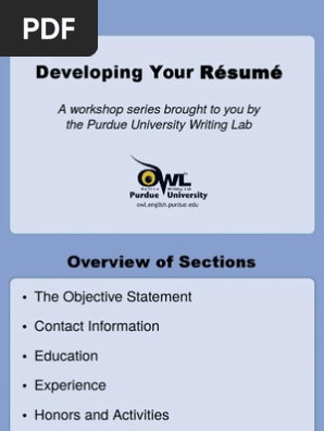 Owl Purdue Resume Create An Expert Resume Or Cover Letter With Your