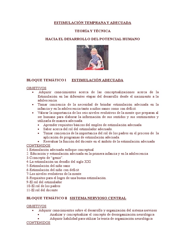 Formato de Estimulacion Temprana | PDF | Aprendizaje | Evaluación neuropsicológica
