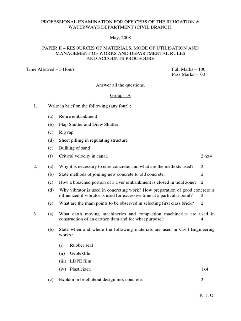 DPE Exam | PDF | Concrete | Water