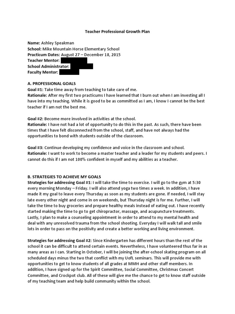 Teacher Professional Growth Plan | PDF | Teachers | Behavioural Sciences