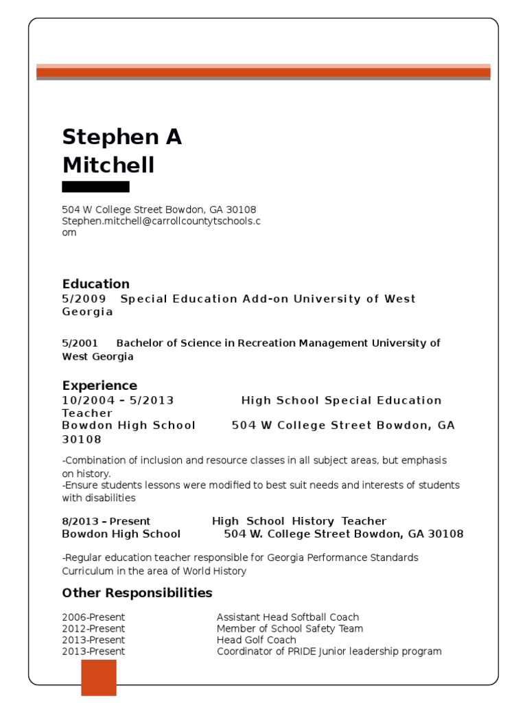 Stephen A Mitchell Resume 2 | PDF