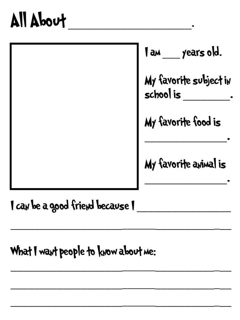 Microsoft Word - All About Me Book Page | PDF