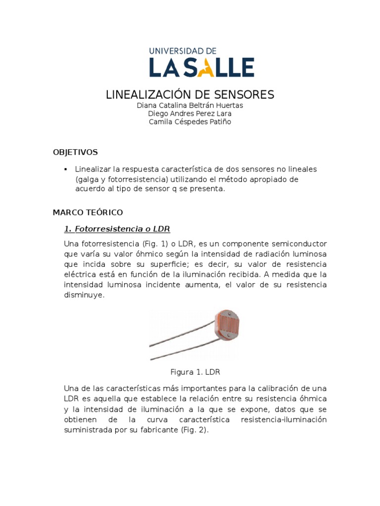 Linearizacion de Sensores | PDF | Resistencia Eléctrica y Conductancia ...