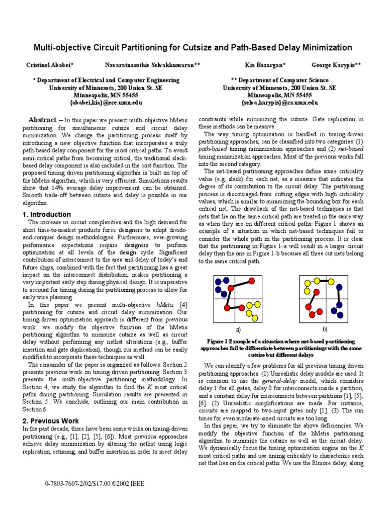 Multi-Objective Circuit Partitioning For Cutsize and Path-Based Delay ...