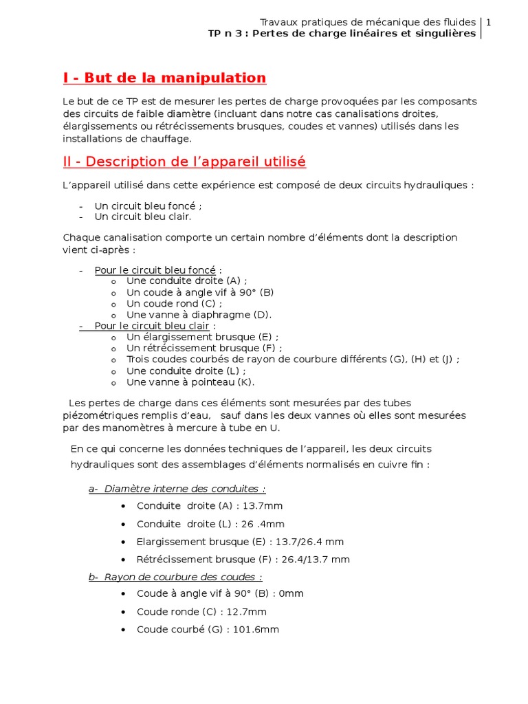 Perte de Charge | PDF | Liquides | Grandeur physique