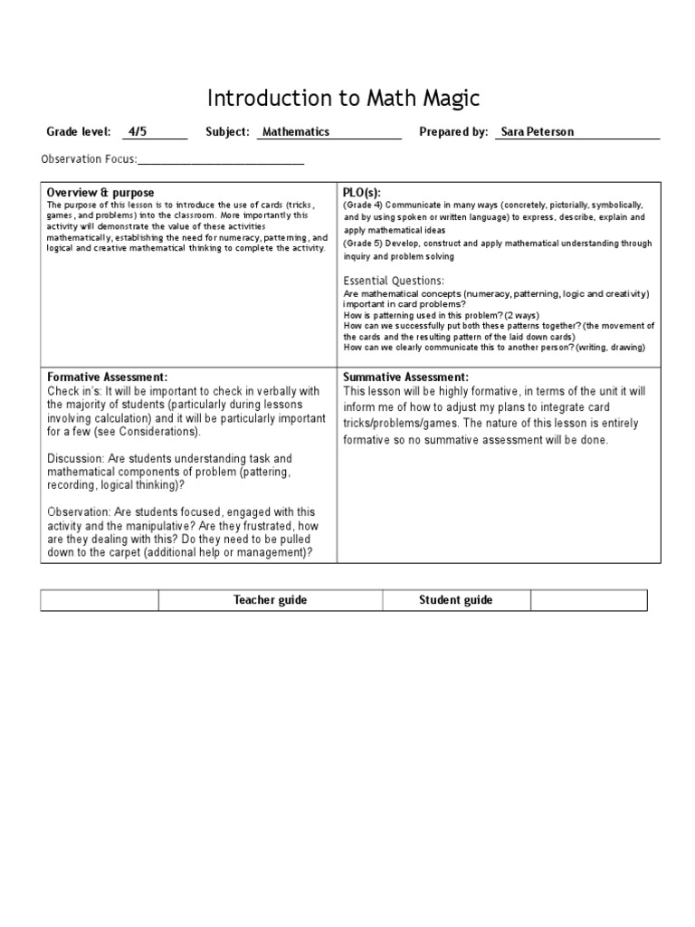 Math Magic: Engaging Card Activities | PDF | Educational Assessment ...