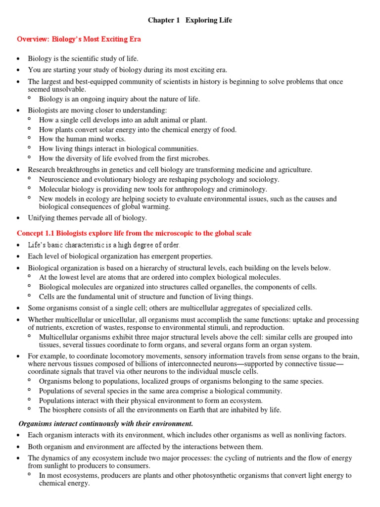 Overview: Biology's Most Exciting Era: Chapter 1 Exploring Life | PDF ...