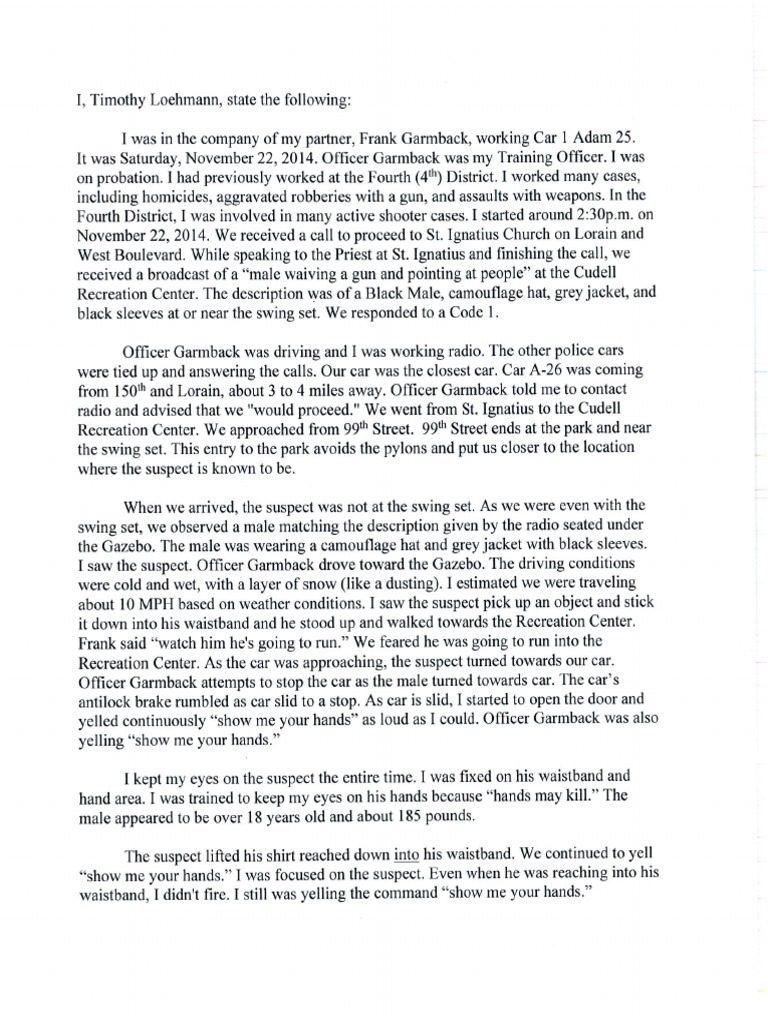 Officer Loehmann Statement | PDF