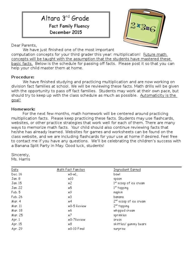 3rd Grade Math Fact Families Guide | PDF