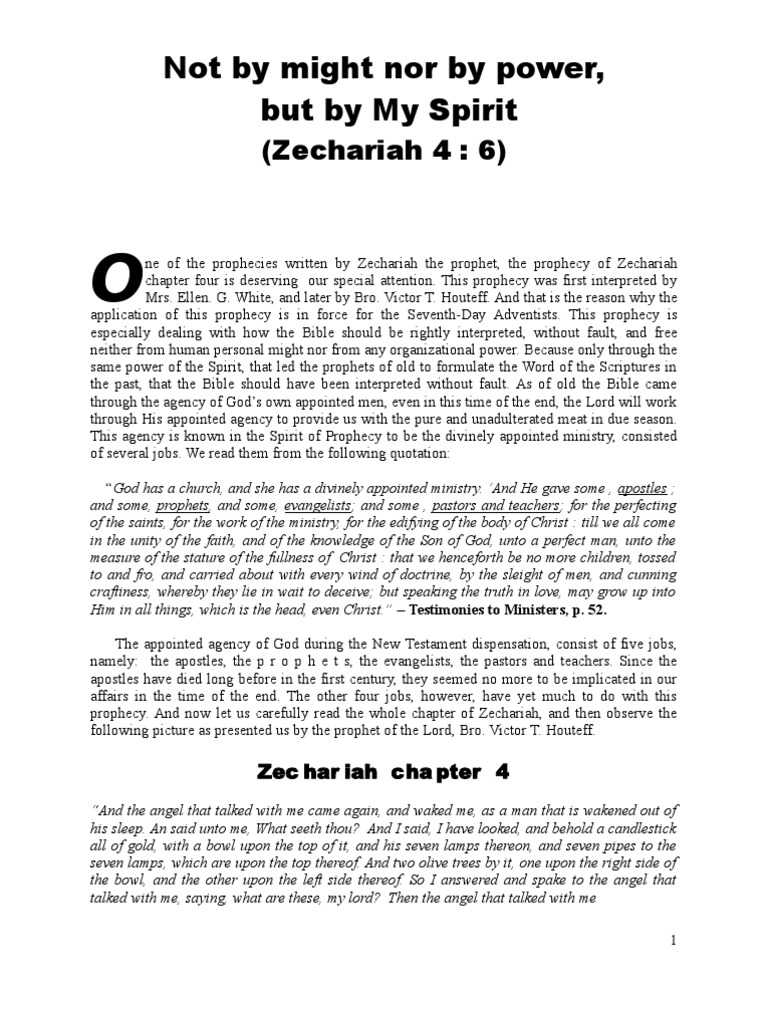 Not by Might Nor by Power, But by My Spirit | PDF | Prophecy | Prophet