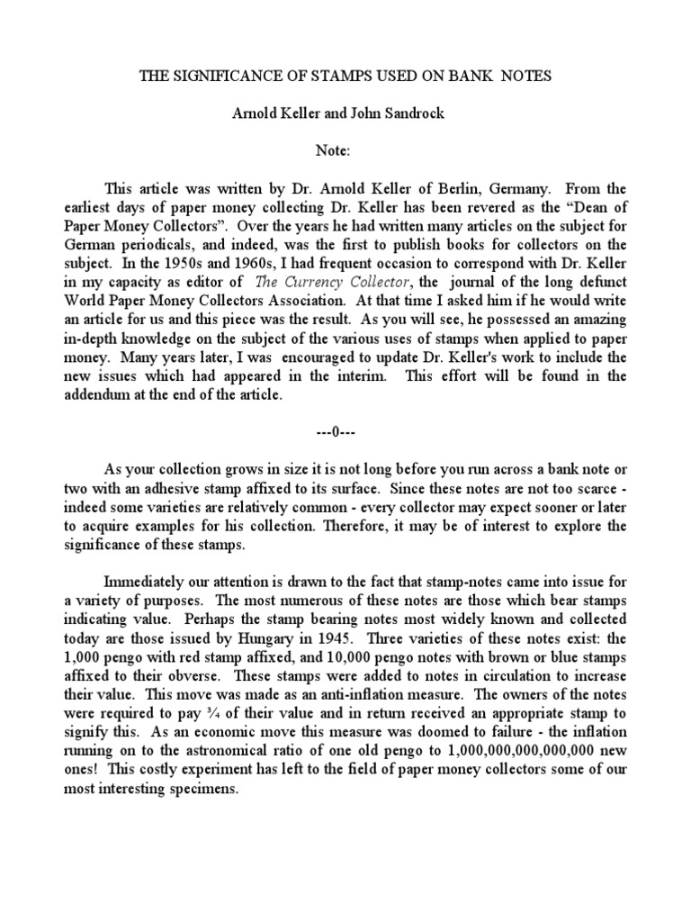 The Significance of Stamps Used On Bank Notes | PDF | Postage Stamp ...