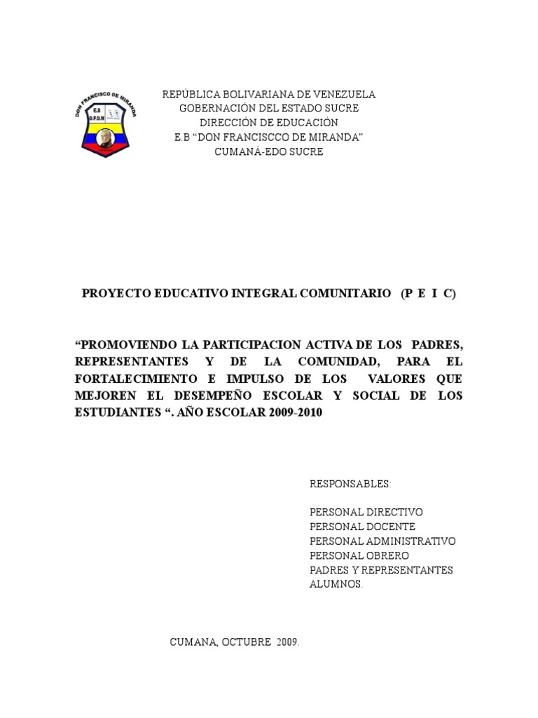 Modelo de Un PEIC | PDF | Comunidad | Planificación