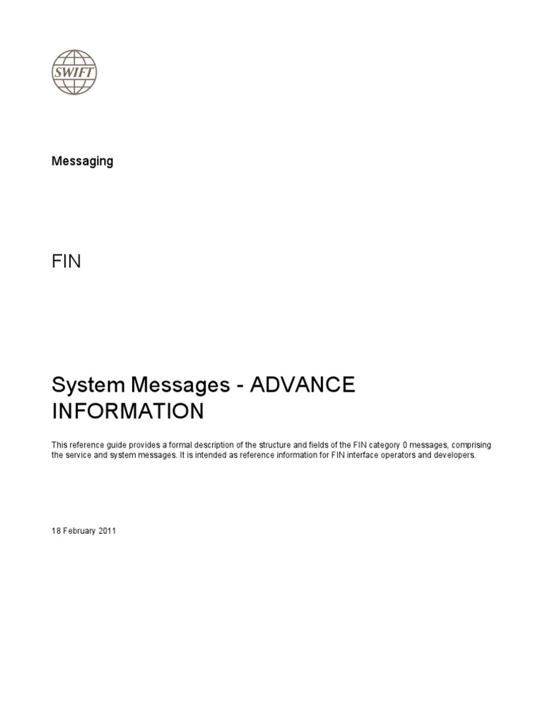 FIN System Messages Advance | PDF | Transmission Control Protocol | Bracket