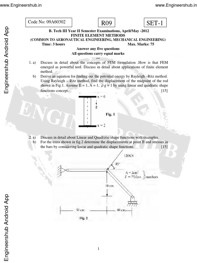 Finite Element Methods1 Finite Element Method Matrix Mathematics 3433