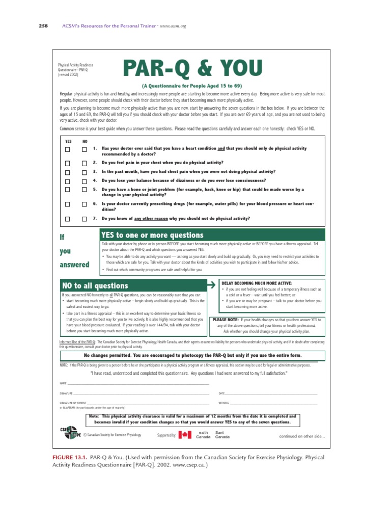 PAR Q Acsm | PDF | Physical Fitness | Public Health