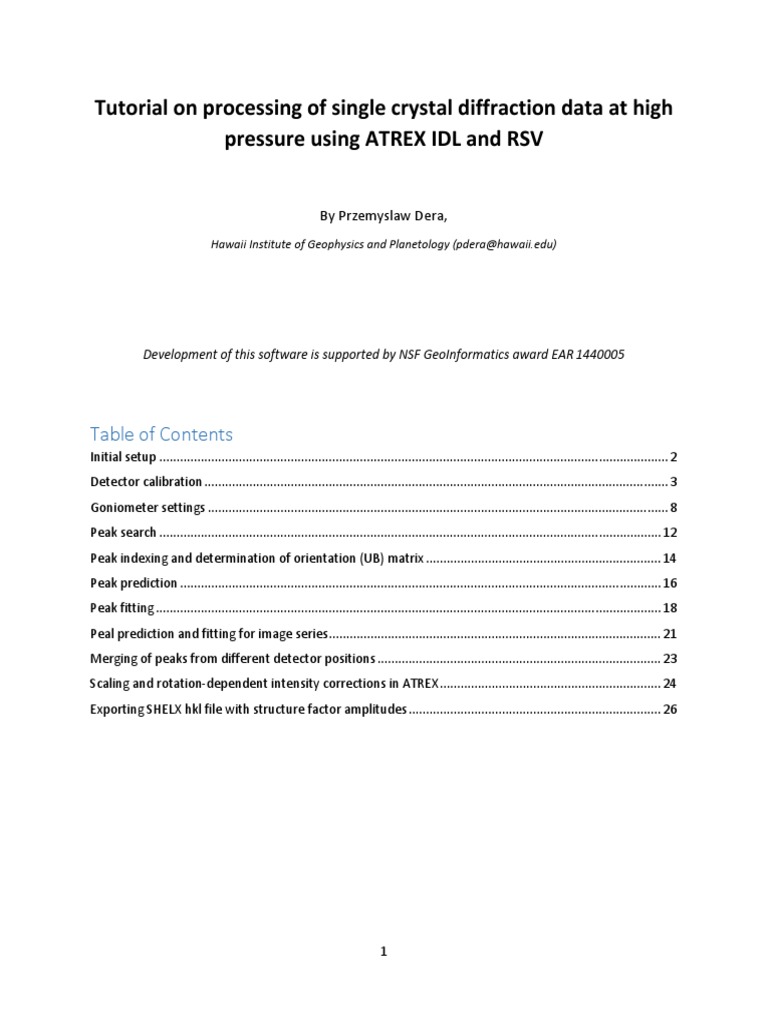 Demo For High Pressure X-Ray Diffraction Data Processing With ATREX | PDF | Crystal Structure ...