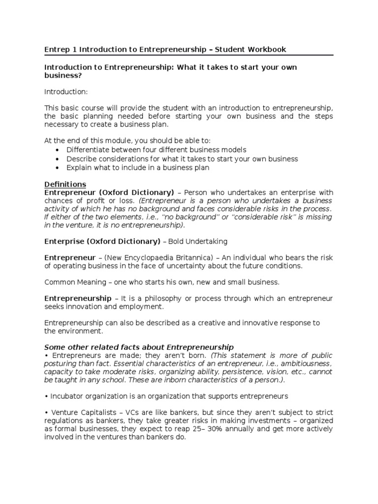 Entrep 1 Introduction To Entrepreneurship | PDF | Entrepreneurship ...