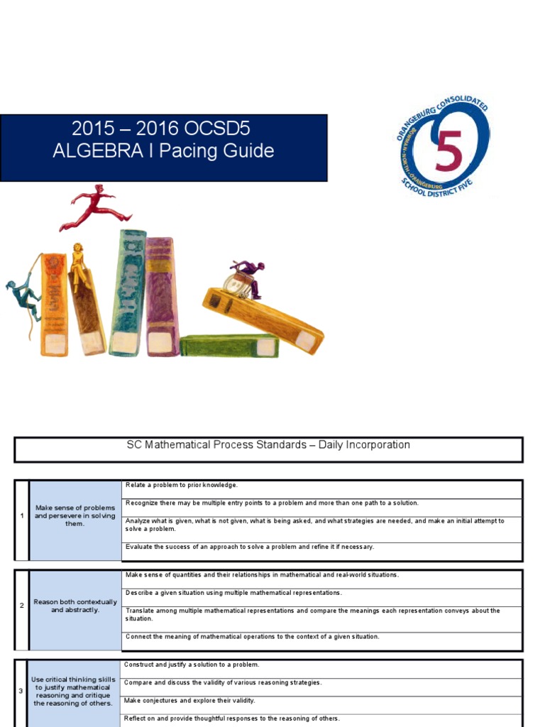 Algebra I Pacing Guides 2015-2016 1 | PDF | Equations | Quadratic Equation