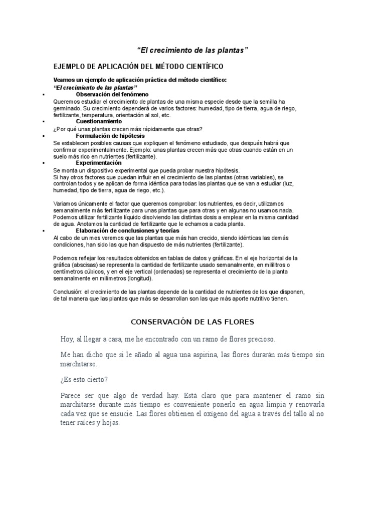 Método Científico en el Crecimiento de Plantas | PDF | Hipótesis | Agua