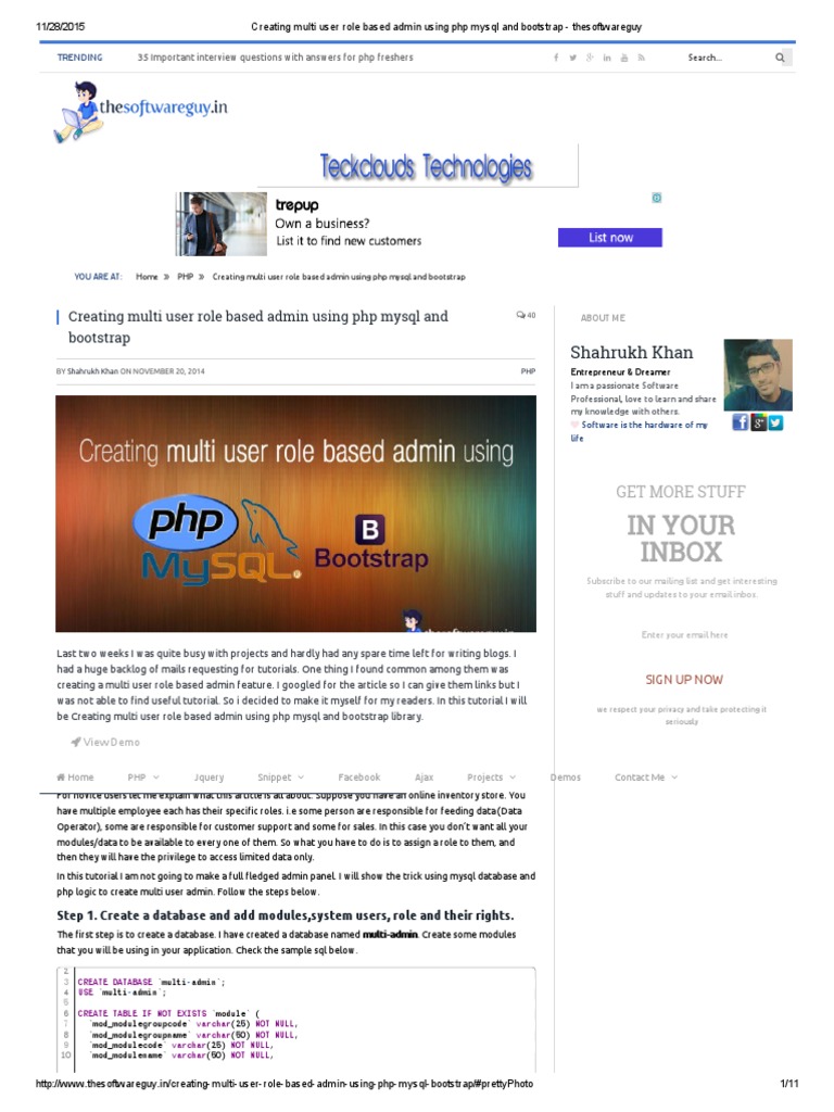 Creating Multi User Role Based Admin Using PHP Mysql and Bootstrap ... Creating Multi User Role Based Admin Using PHP Mysql and Bootstrap ...