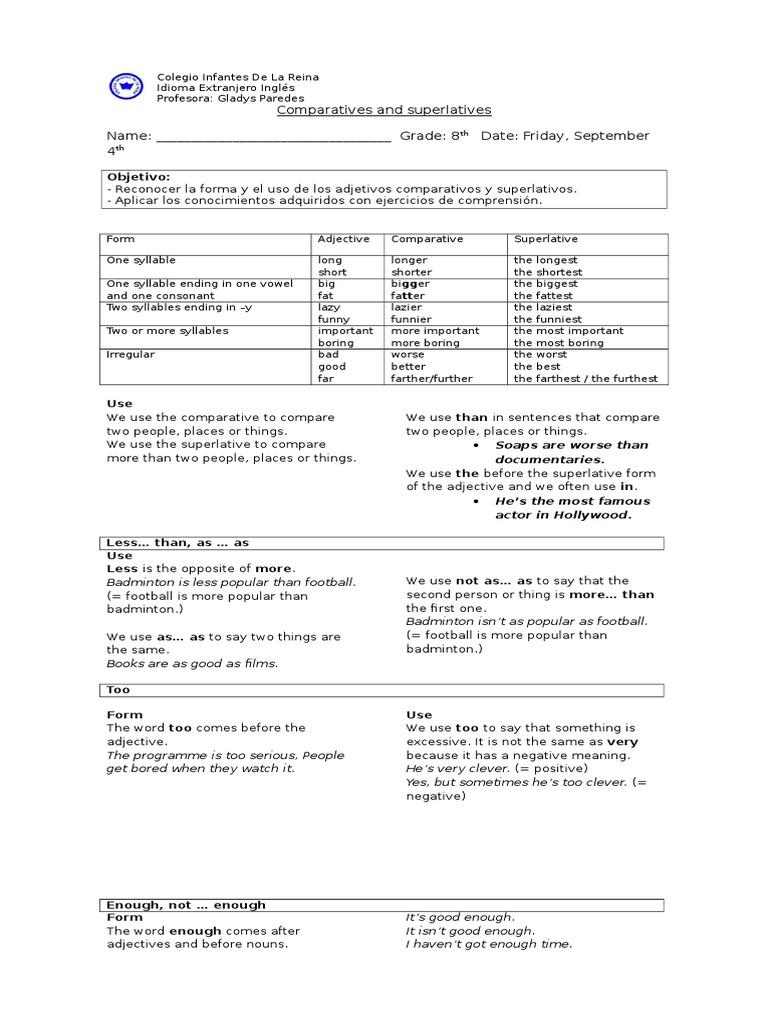 Understanding Comparatives and Superlatives | PDF | Adjective | Rules