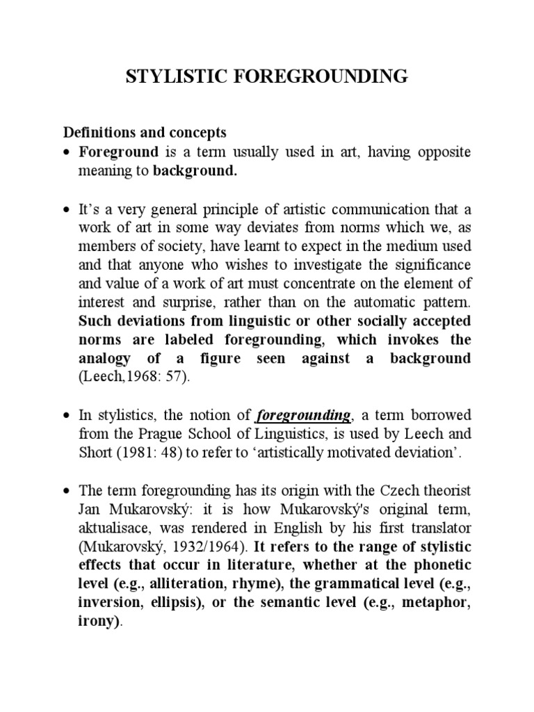 Stylistics Foregrounding | PDF
