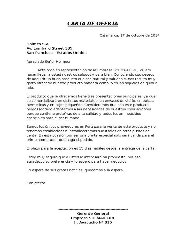Carta de Oferta | PDF