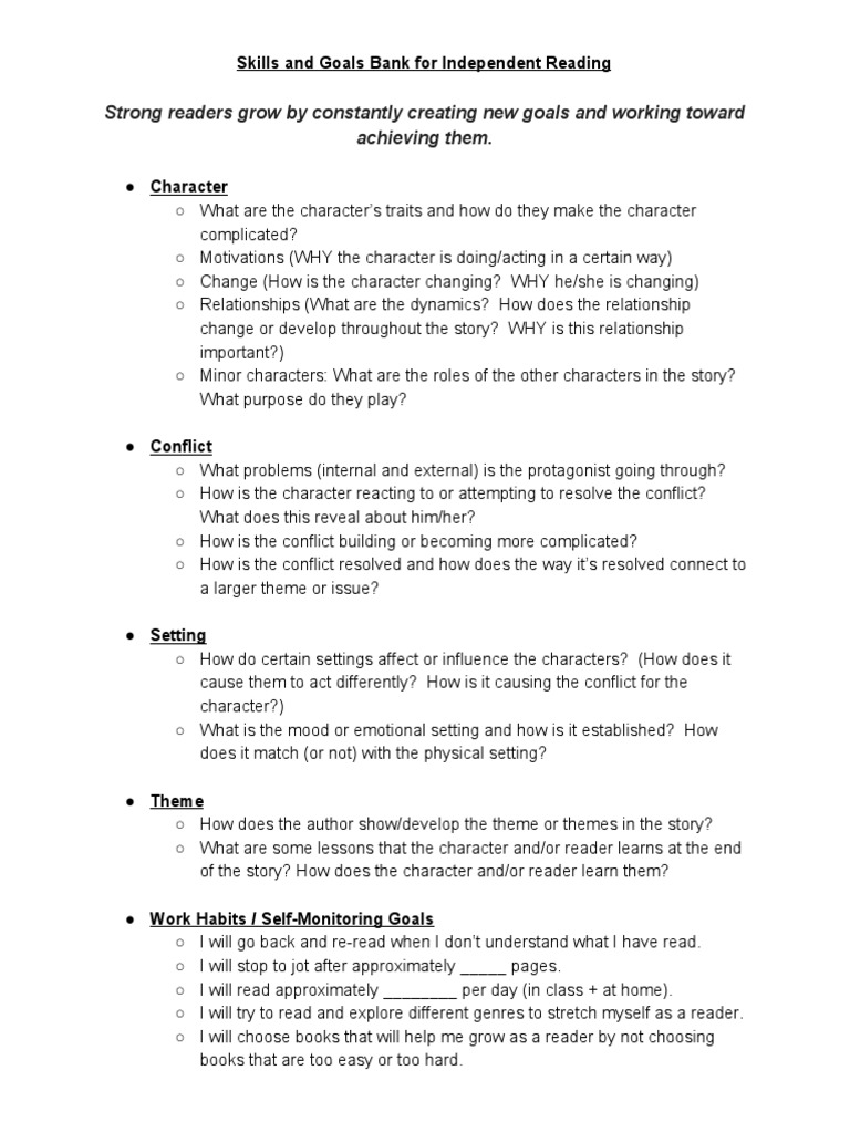Independent Reading Skills Guide | PDF | Narration | Behavioural Sciences