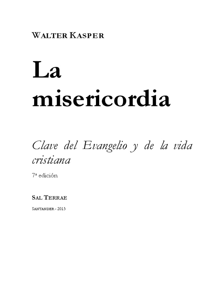 Walter Kasper Cap Misericordia | PDF | Papa juan pablo ii | Papa Benedicto Xvi