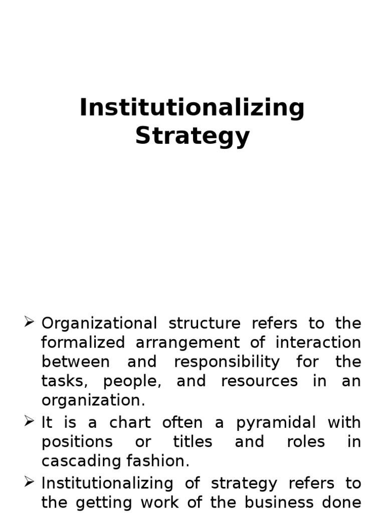 Chapter Five Institutionalizing Strategy | PDF | Organizational ...