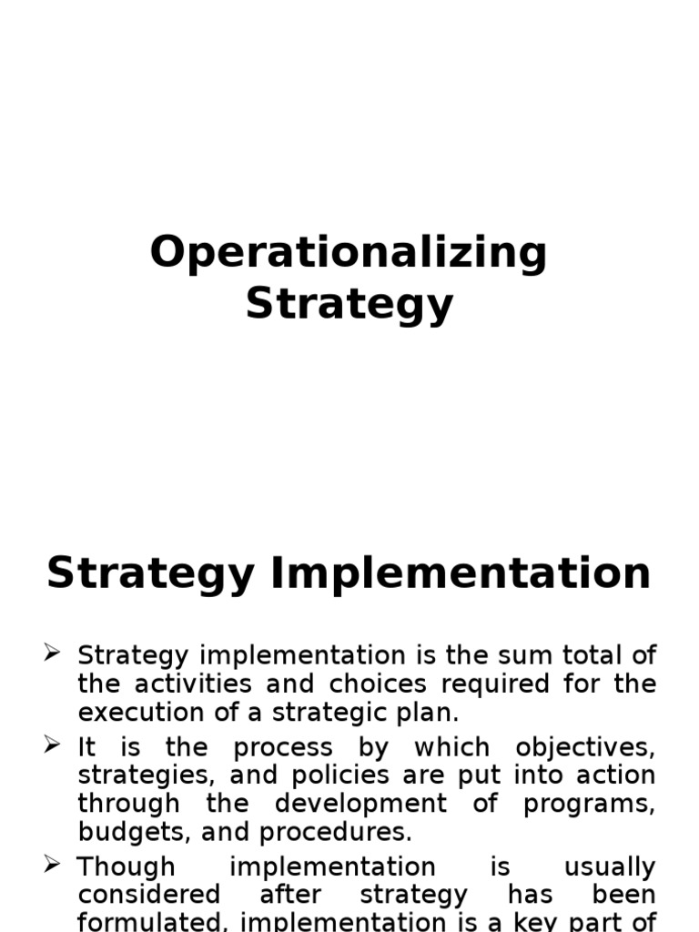 Chapter Four Operationalizing Strategy | PDF | Strategic Management | Dividend