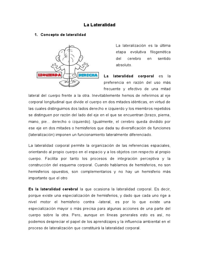 Lateralidad: Desarrollo y Tipos | PDF | Hemisferio cerebral | Handedness