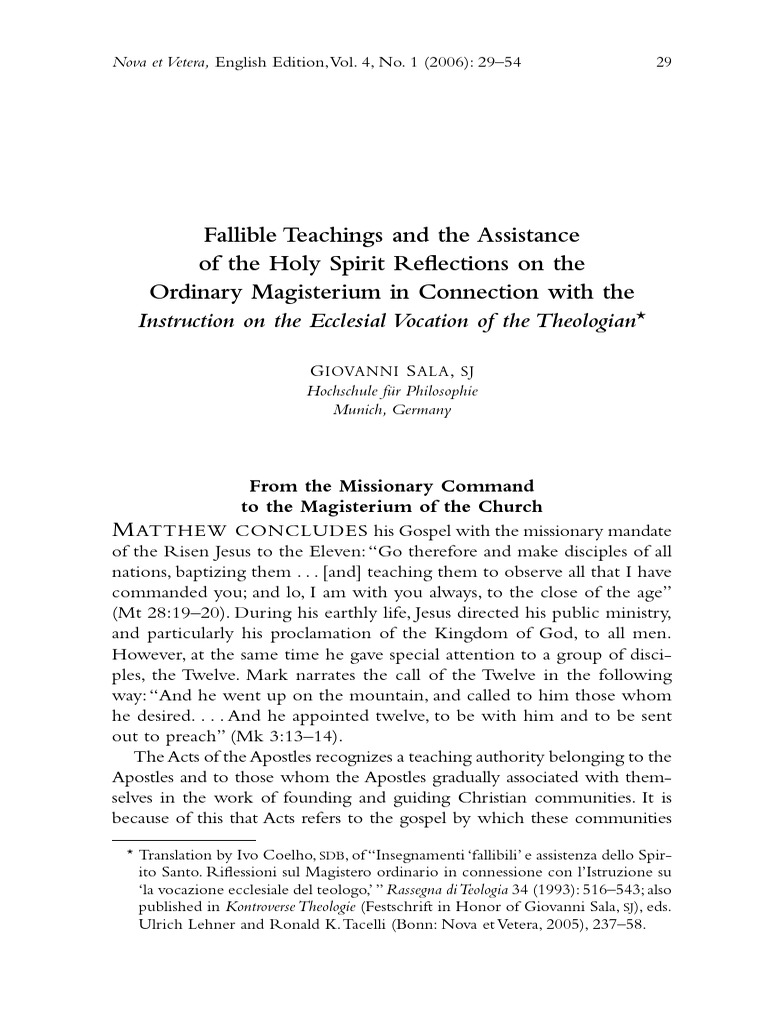 G. Sala - Fallible Teachings & The Ordinary Magisterium | PDF ...