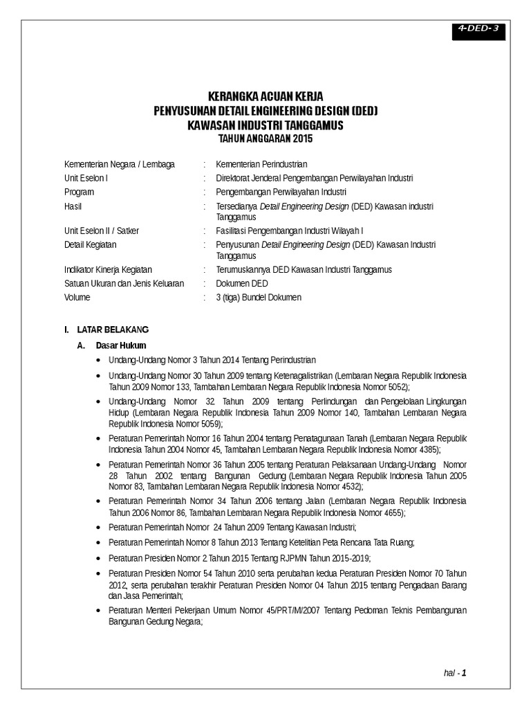 Contoh KAK DED | PDF