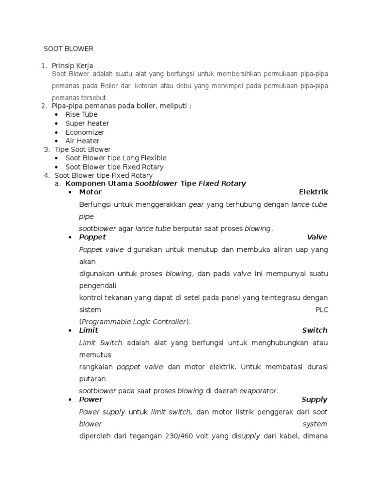 Fungsi dan Prinsip Kerja Soot Blower | PDF | Griya & Taman | Sains ...